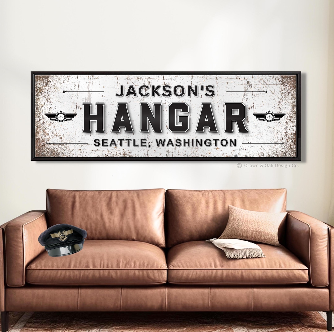 Hangar Sign Personalized Pilot Sign Rustic Hangar Name Sign for Boys ...