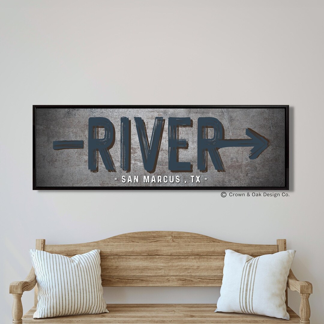 River Sign Rustic River Arrow Sign Modern Farmhouse Wall Decor - Etsy