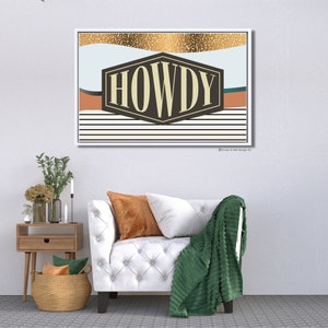 Howdy Sign Cowboy Wall Decor Western Home Decor for Entryway Retro Gold ...