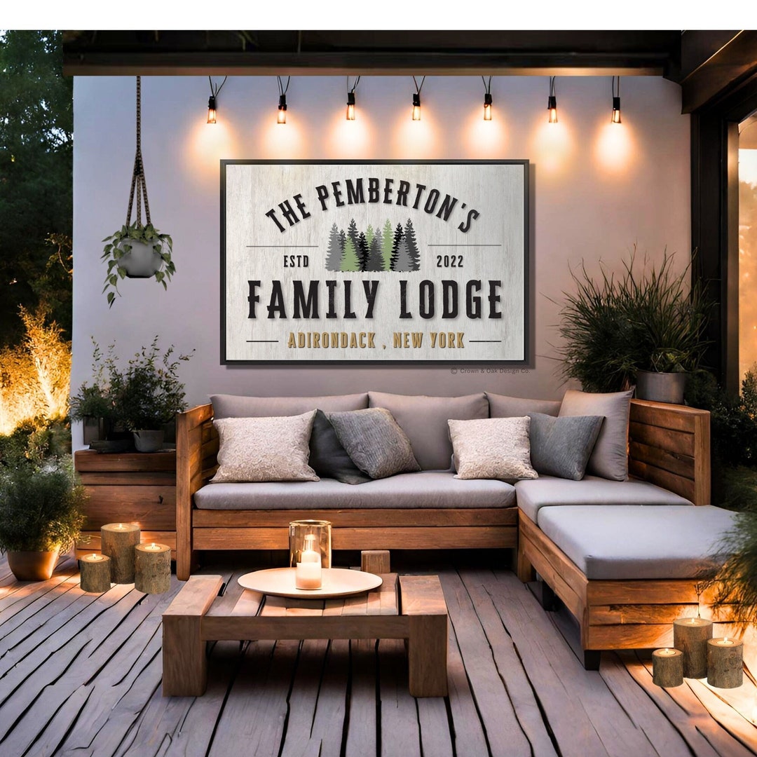 Family Cabin Sign Personalized Family Lodge Rustic Vacation Home Sign ...