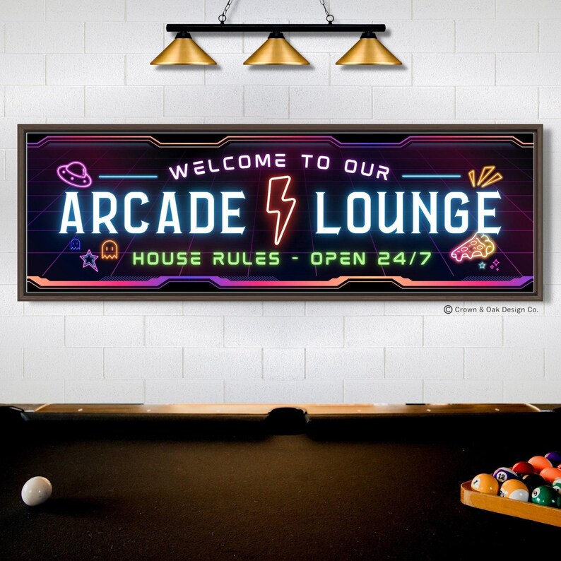 Arcade Sign, Retro Game Room Wall Decor, Neon Color Gamer Signs - Etsy