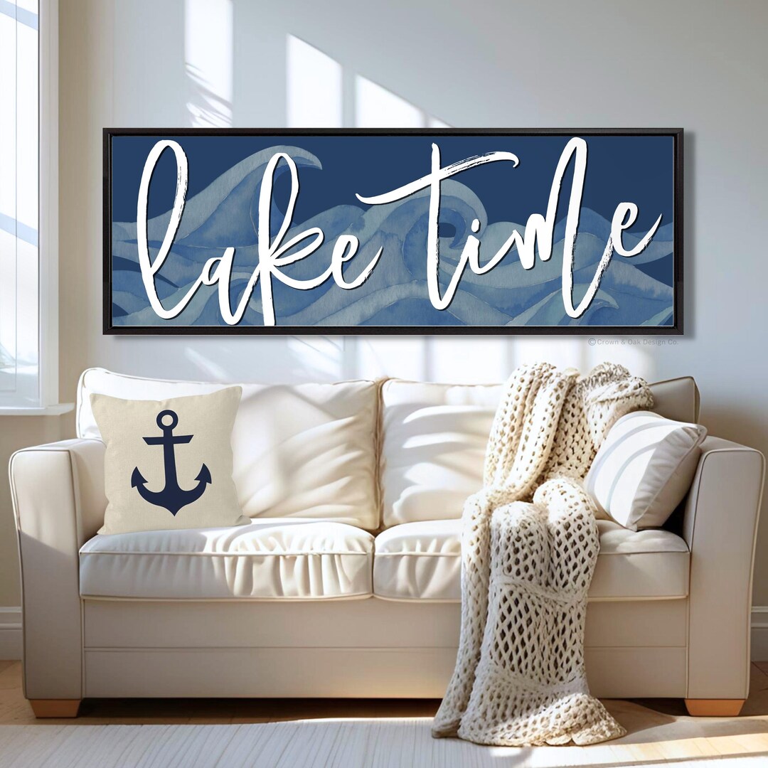 Lake Time Sign Lake House Wall Decor Cabin Wall Art Vacation Home Blue ...