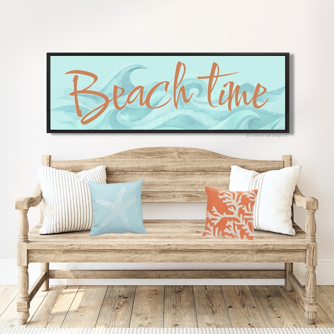Beach Time Sign for Beach House Wall Decor Vacation Home Coastal Wall ...