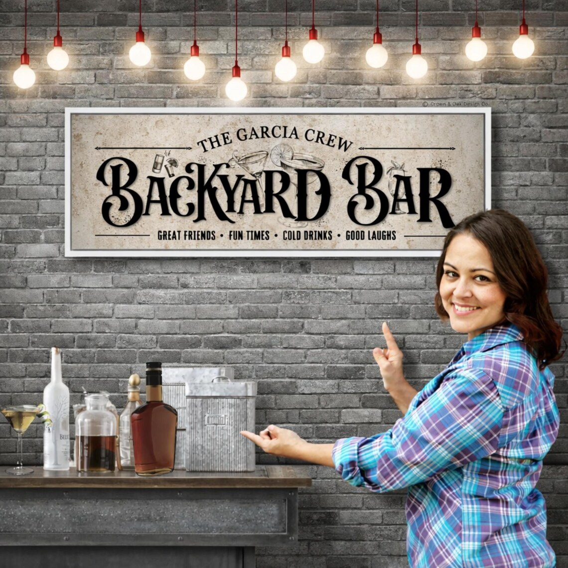 Backyard Bar Sign, Back Patio Wall Decor, Personalized Rustic Bar ...