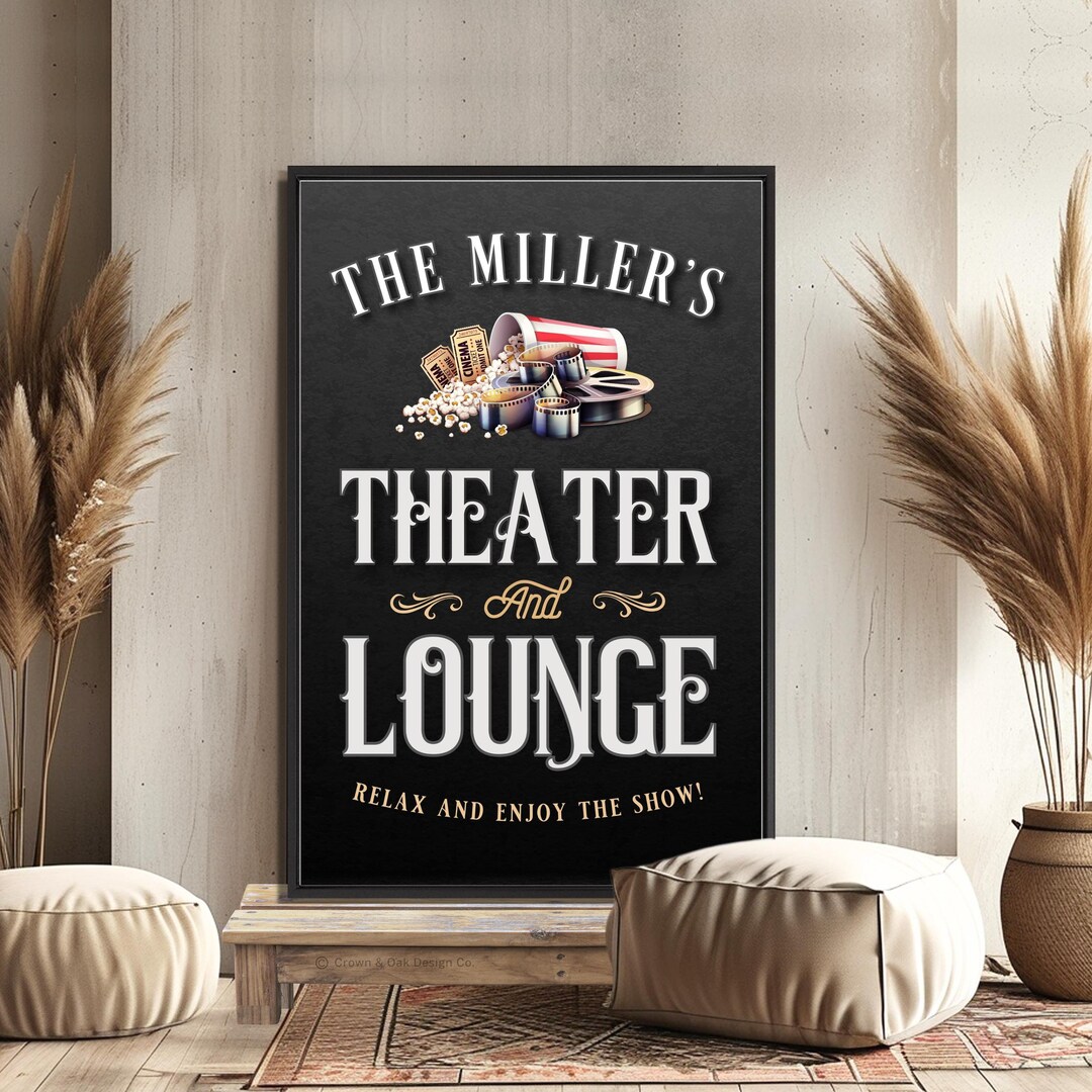Vertical Theater Sign for Movie Room Wall Decor Theater & Lounge Sign ...