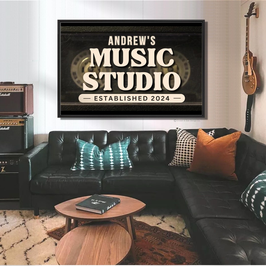 Music Room Sign Retro Music Studio Wall Art Musician Gift Recording ...