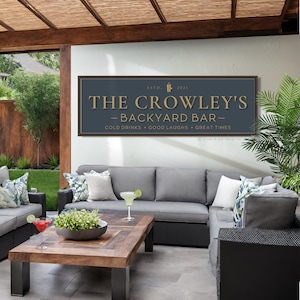 Backyard Bar Sign for Patio Bar Personalized Back Deck Sign Outdoor ...