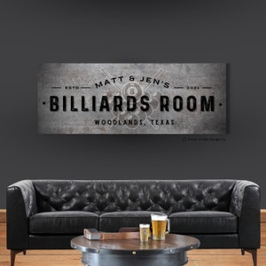 Billiards Room Sign Personalized Pool Room Wall Decor Billiards Name ...