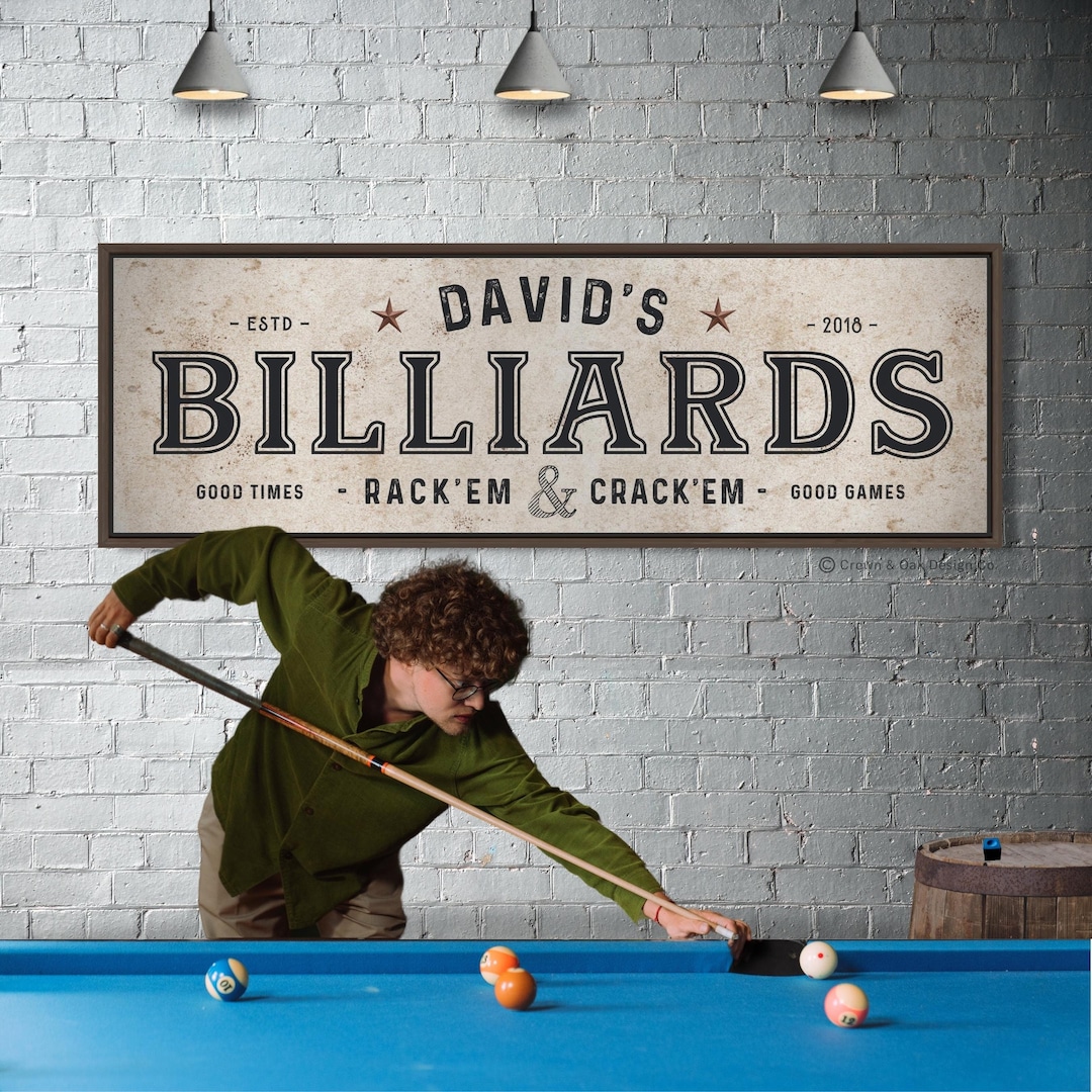 Personalized Billiards Sign for Pool Room Billiards Room Wall Decor ...
