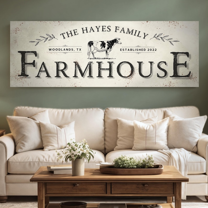 Personalized Farmhouse Last Name Sign, Rustic Family Name Wall Art ...