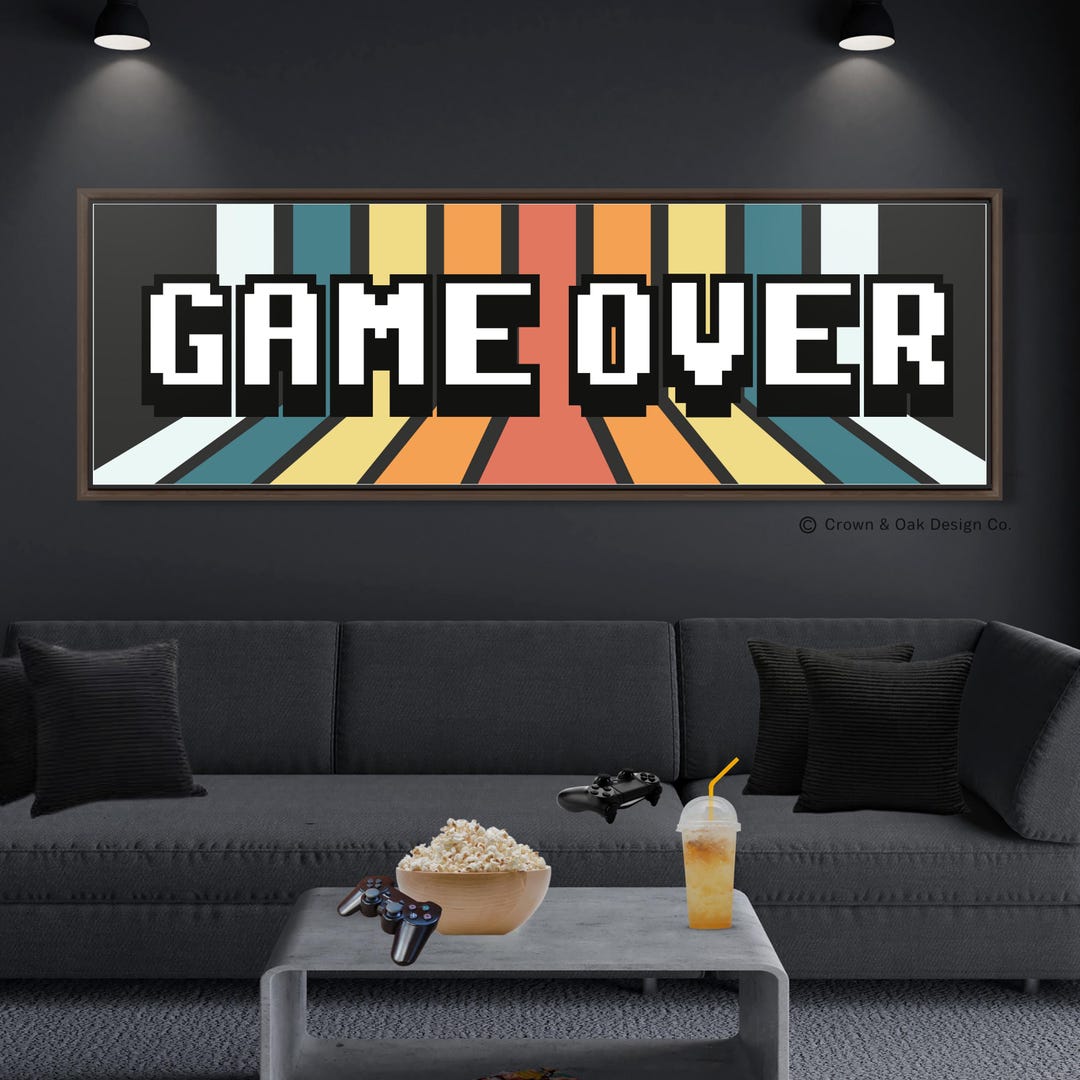 Retro Game Over Print, Vintage Video Game Room Wall Art - Etsy