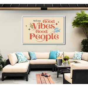 Good Vibes Good People Sign Retro Wall Decor for Living Room Welcome ...
