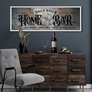 Rustic Bar Sign for Home Bar Decor Basement Lounge Sign Personalized ...