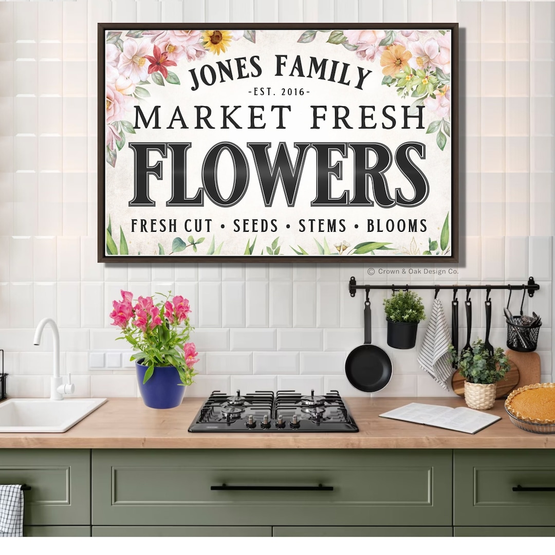 Market Fresh Flowers Sign Summer Home Decor Garden Signs for Sunroom ...