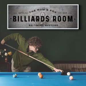 Billiards Room Sign Personalized Pool Room Wall Decor Billiards Name ...