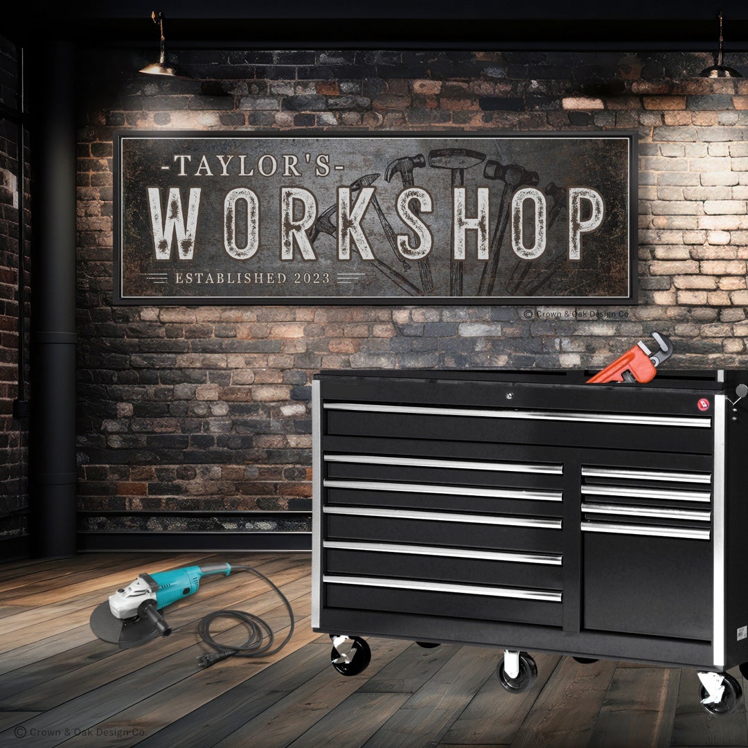 Personalized Workshop Sign Garage Sign for Work Shop Woodworking Man ...