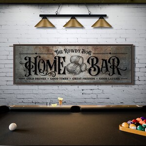 Rustic Bar Sign for Home Bar Decor Basement Lounge Sign Personalized ...