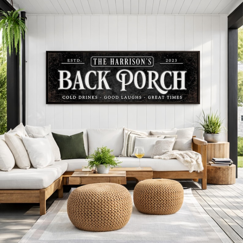 Personalized Back Porch Sign, Custom Family Name Patio Decor, Rustic ...