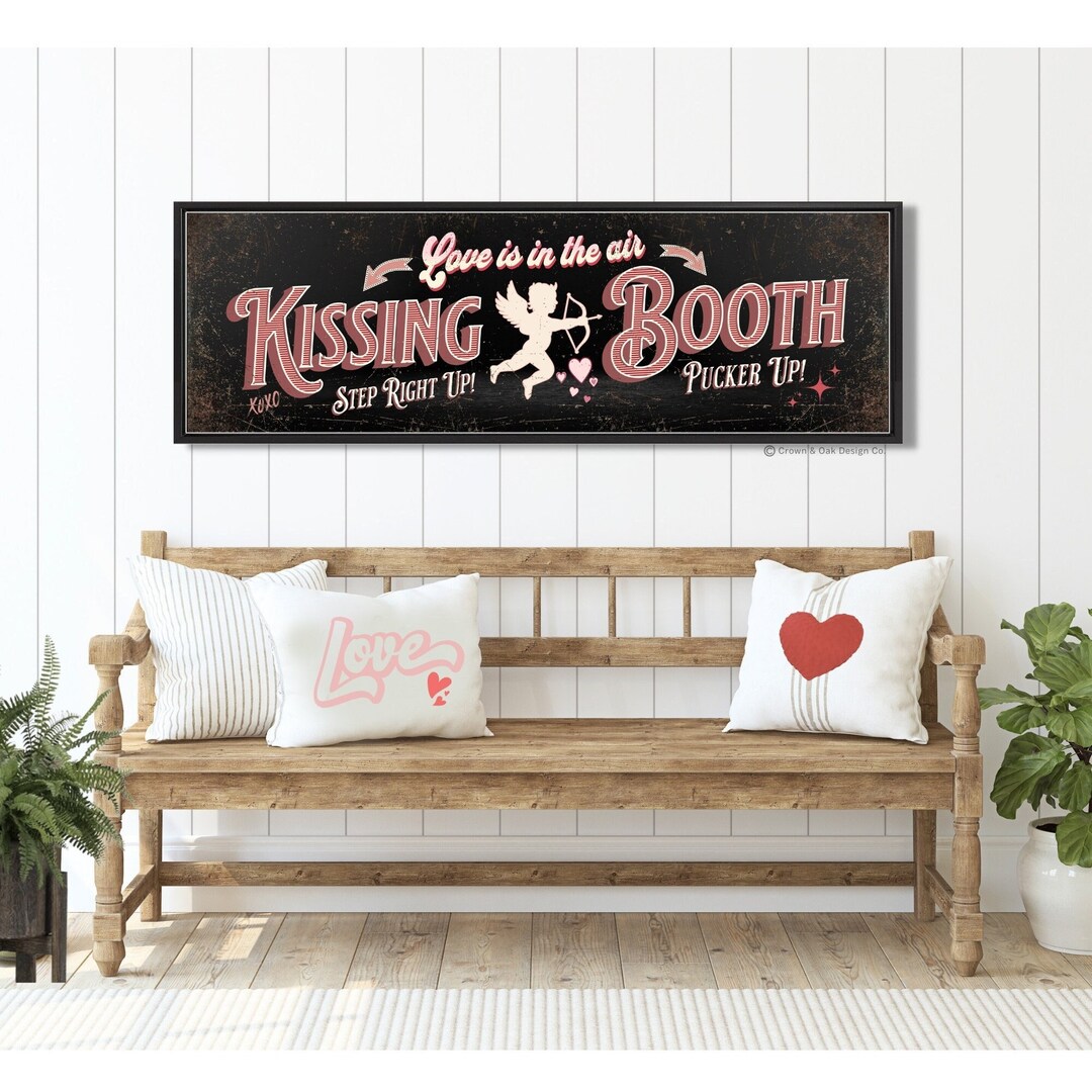 Kissing Booth Sign Valentines Day Sign for Entryway Pucker up Kiss Wall ...