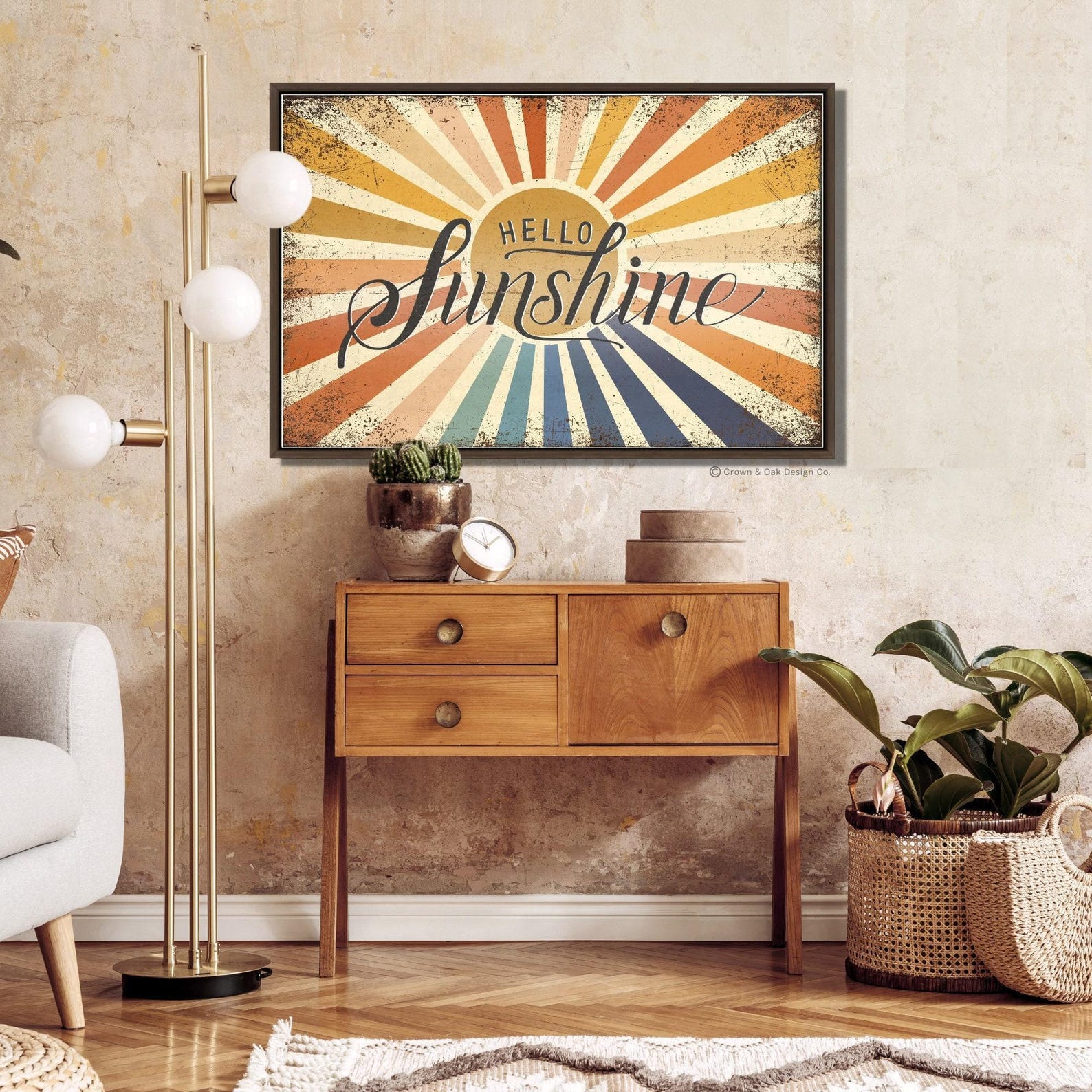 Hello Sunshine Sign, Retro Rainbow Beach House Wall Art - Etsy