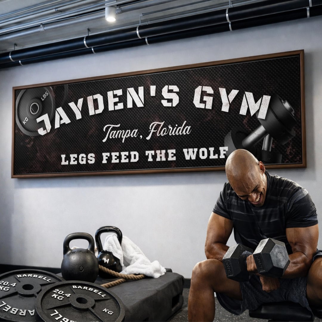 Personalized Home Gym Sign, Custom Workout Room Wall Decor ...