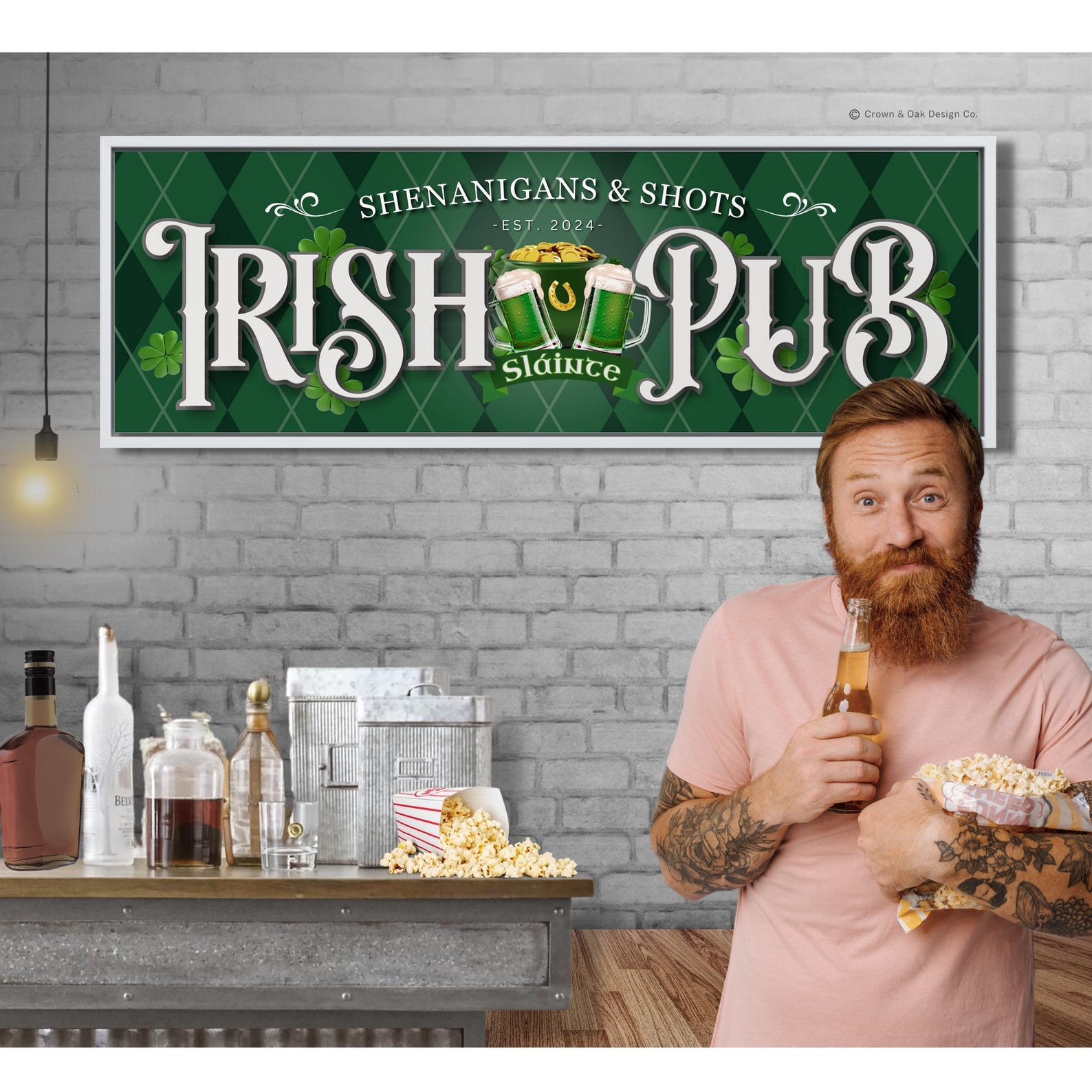 Irish Bar Sign, St. Patricks Day Decor, Shamrock Wall Art, Personalized ...