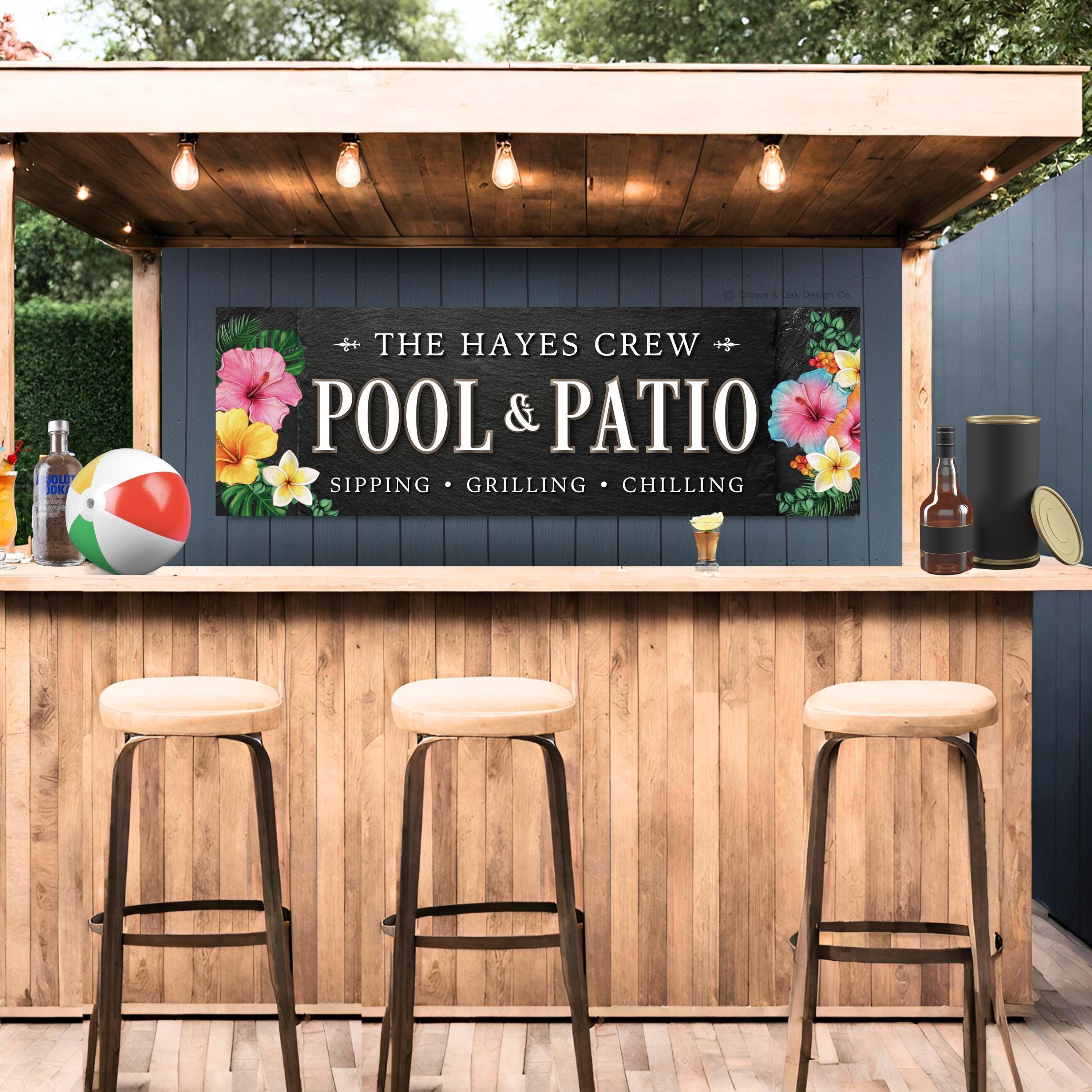 Personalized Pool Patio Sign, Tropical Backyard Pool Decor, Lanai Wall ...