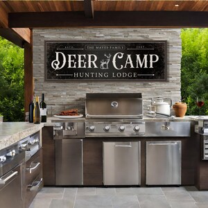 Deer Camp Sign Personalized Hunting Sign for Cabin Rustic Deer Wall ...
