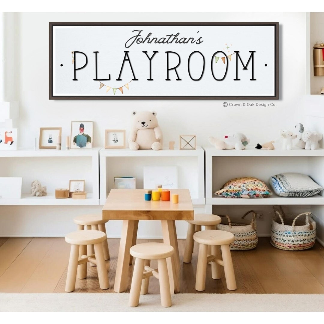 Playroom Sign With Names Personalized Play Room Wall Decor Kids Name ...
