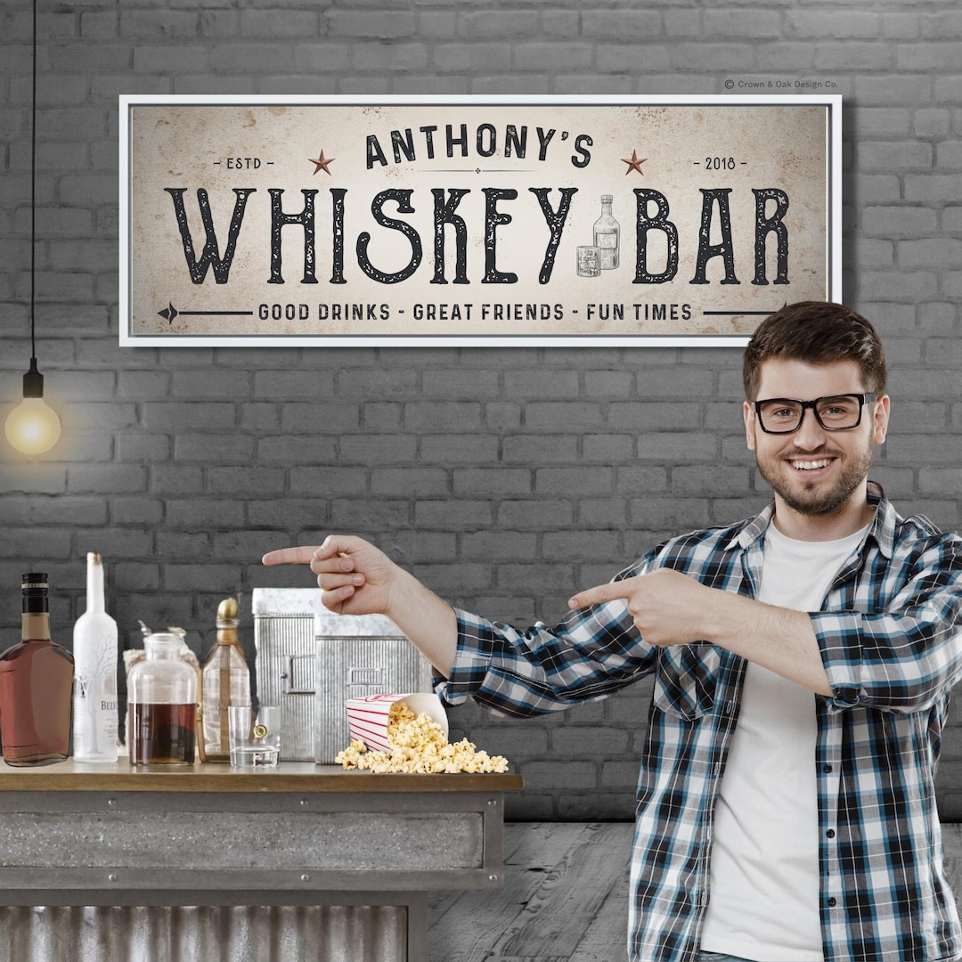 Personalized Whiskey Bar Sign for Home Bar Rustic Whisky Sign Pub Wall ...
