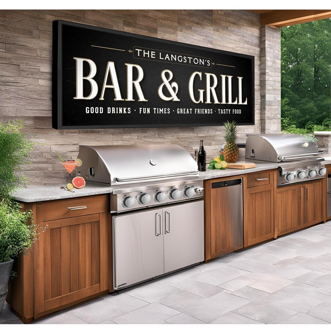Bar & Grill Sign for Back Deck Patio Bar Wall Decor Personalized Patio ...