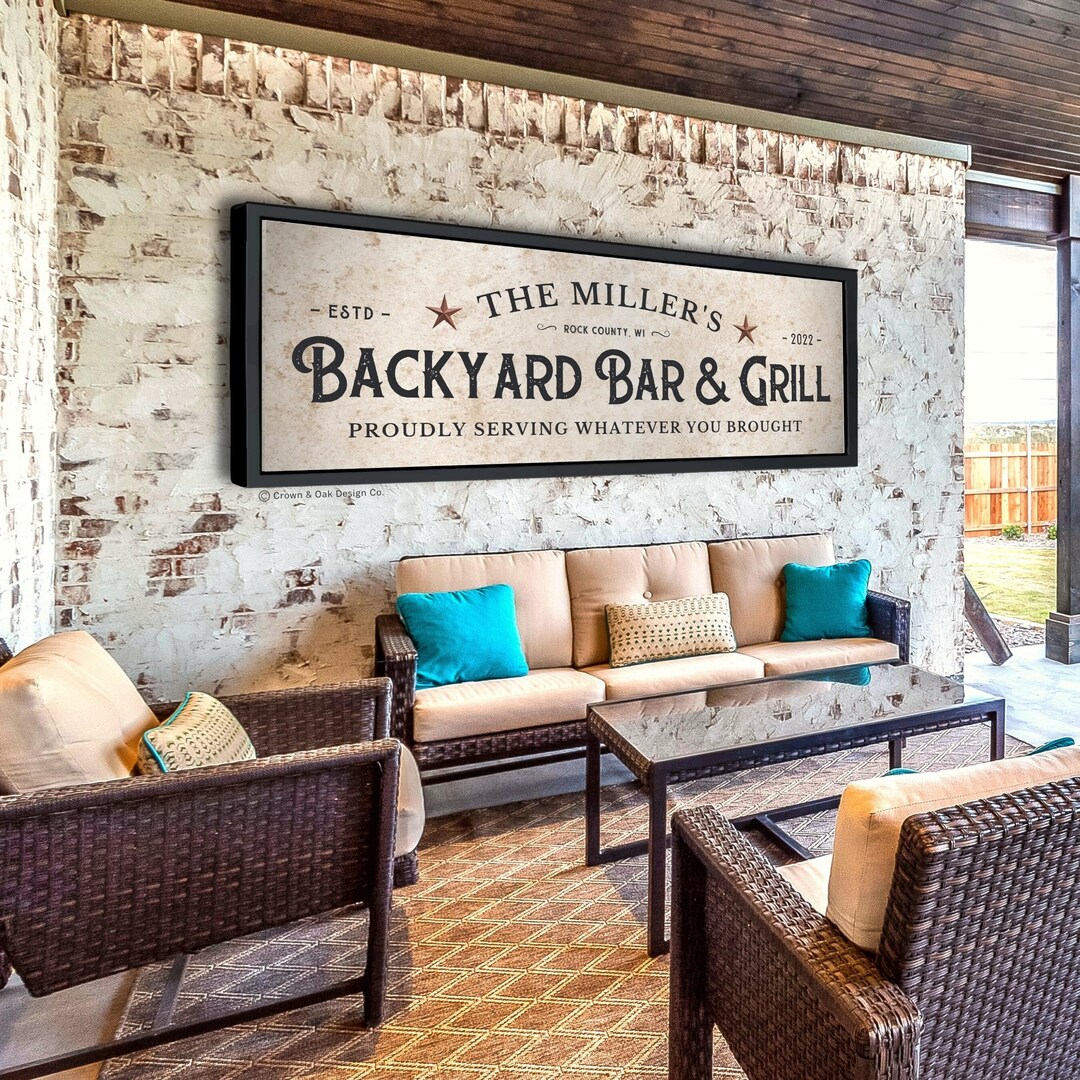 Backyard Bar and Grill Sign for Patio Bar Sign for Back Deck Patio Bar ...
