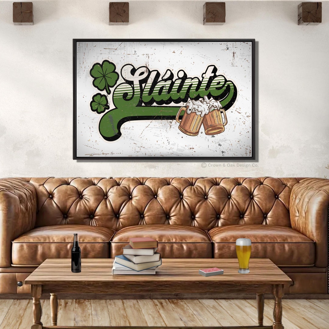 Slainte Sign Saint Patrick's Day Wall Decor Rustic Bar Sign Irish Pub Decor St. Patricks Day ...