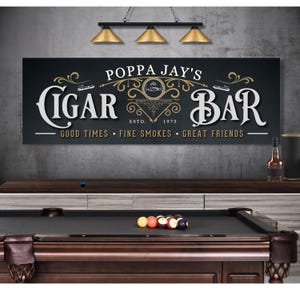 Cigar Bar Sign Bar & Lounge Sign for Man Cave Personalized Cigar Print ...
