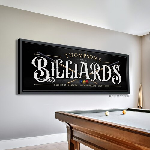 Billiards Sign Personalized Poolhall Sign For Game Room Etsy