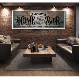 Rustic Bar Sign for Home Bar Decor Basement Lounge Sign Personalized ...