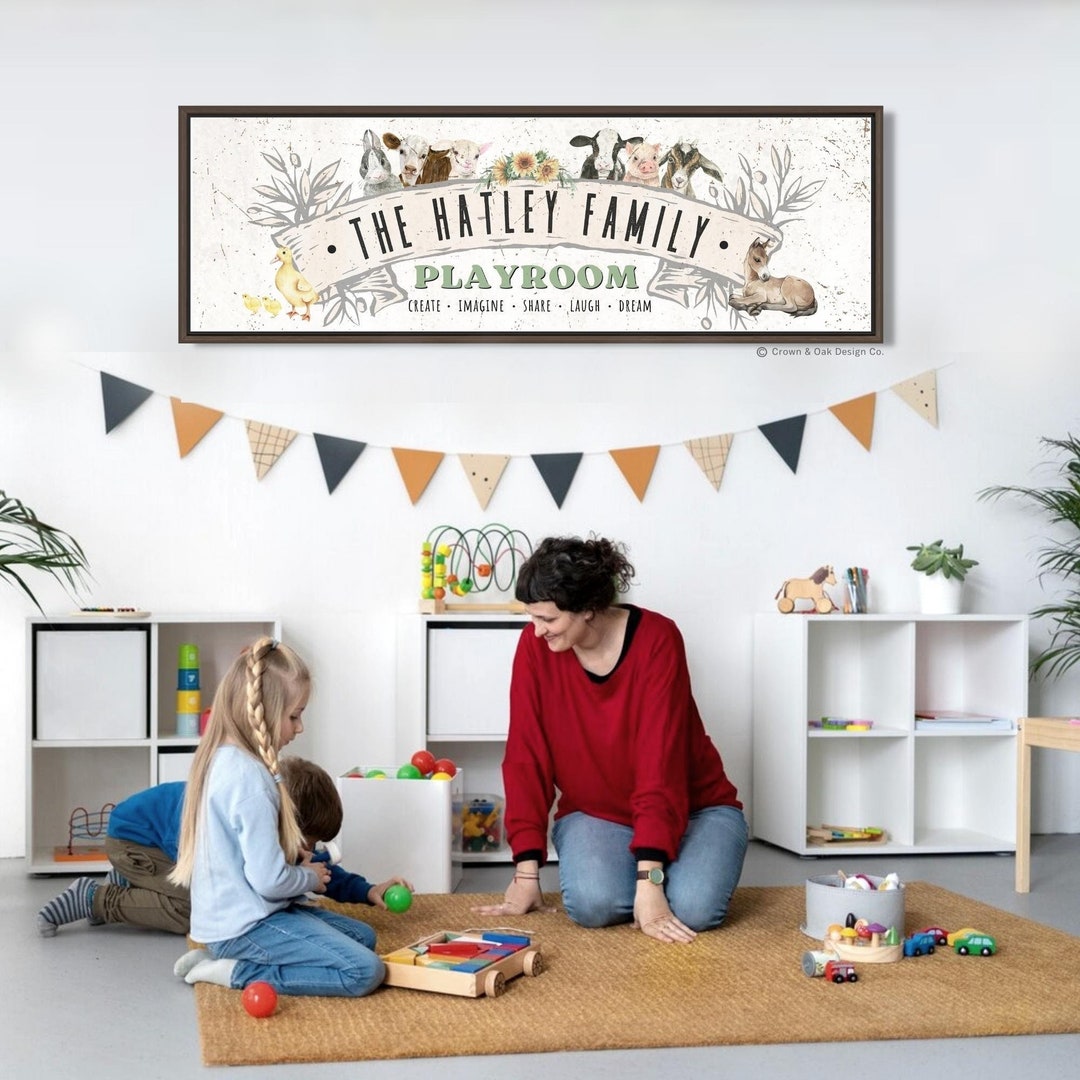 Family Play Room Sign Personalized Playroom Sign With Name Kids Names ...