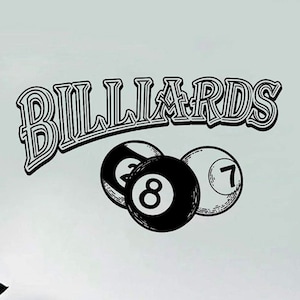 Billiards Wall Decal Art Sticker Vinyl Home Decor Girls Boys Teen ...