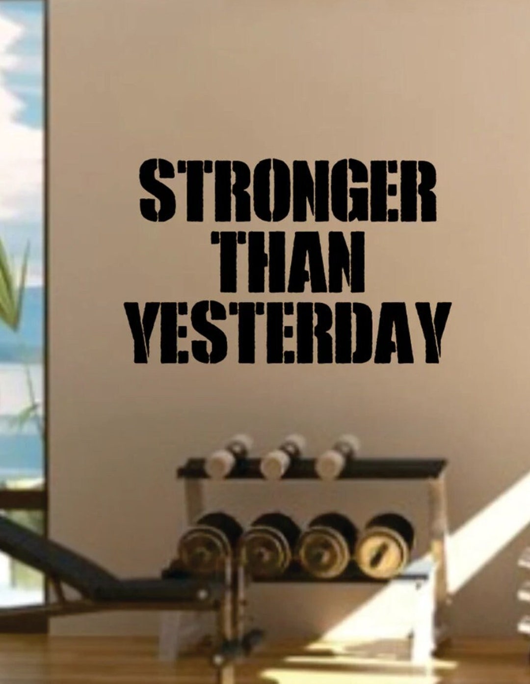 Stronger Than Yesterday V3 Gym Quote Wall Decal Art Sticker Vinyl Home ...