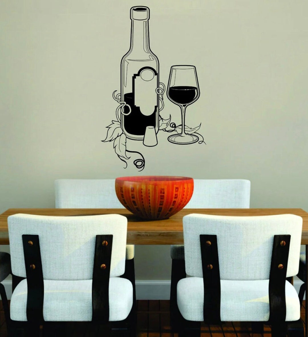 Bottle Glass of Wine Wall Decal Art Sticker Vinyl Home Decor Girls Boys Teen Bedroom Kids Men ...
