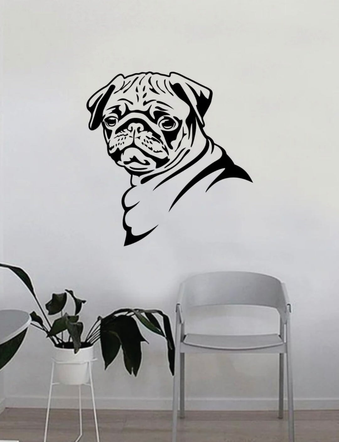Pug V2 Dog Wall Decal Art Sticker Vinyl Home Decor Girls Boys Animals ...