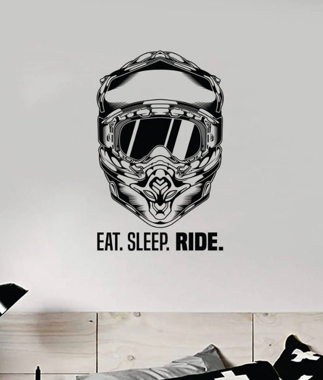 Eat Sleep Ride Helmet Dirtbiker Wall Decal Art Sticker Vinyl Home Decor ...