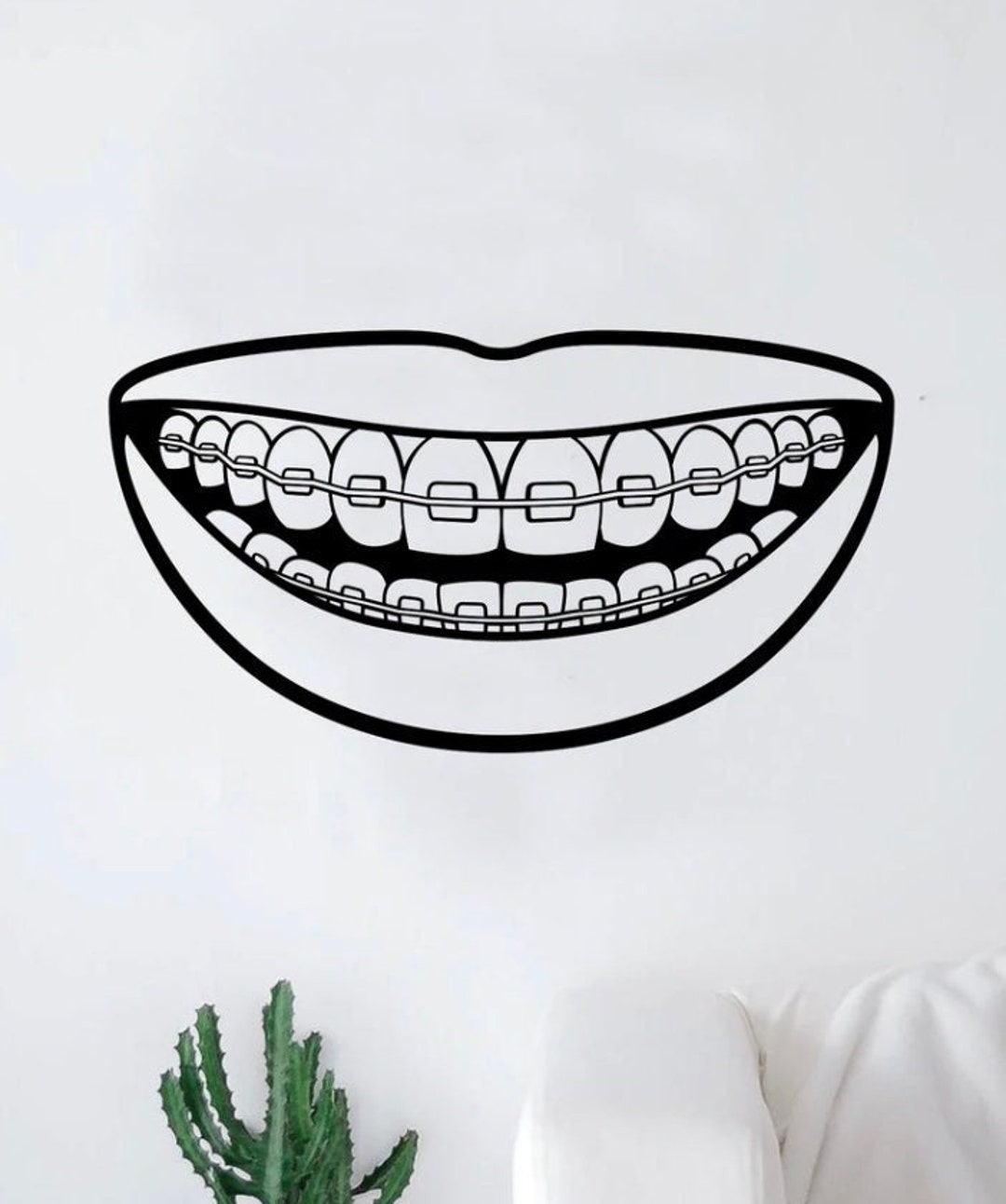 Braces Smile Wall Decal Art Sticker Vinyl Home Decor Girls Boys Dentist ...