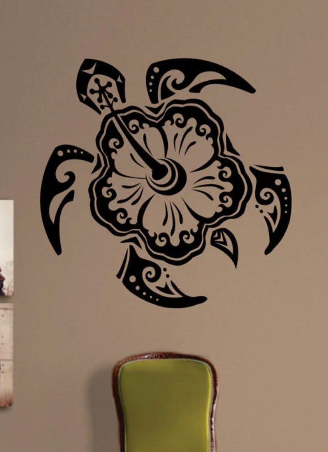 Hibiscus Flower Turtle Wall Decal Art Sticker Vinyl Home Decor Girls ...