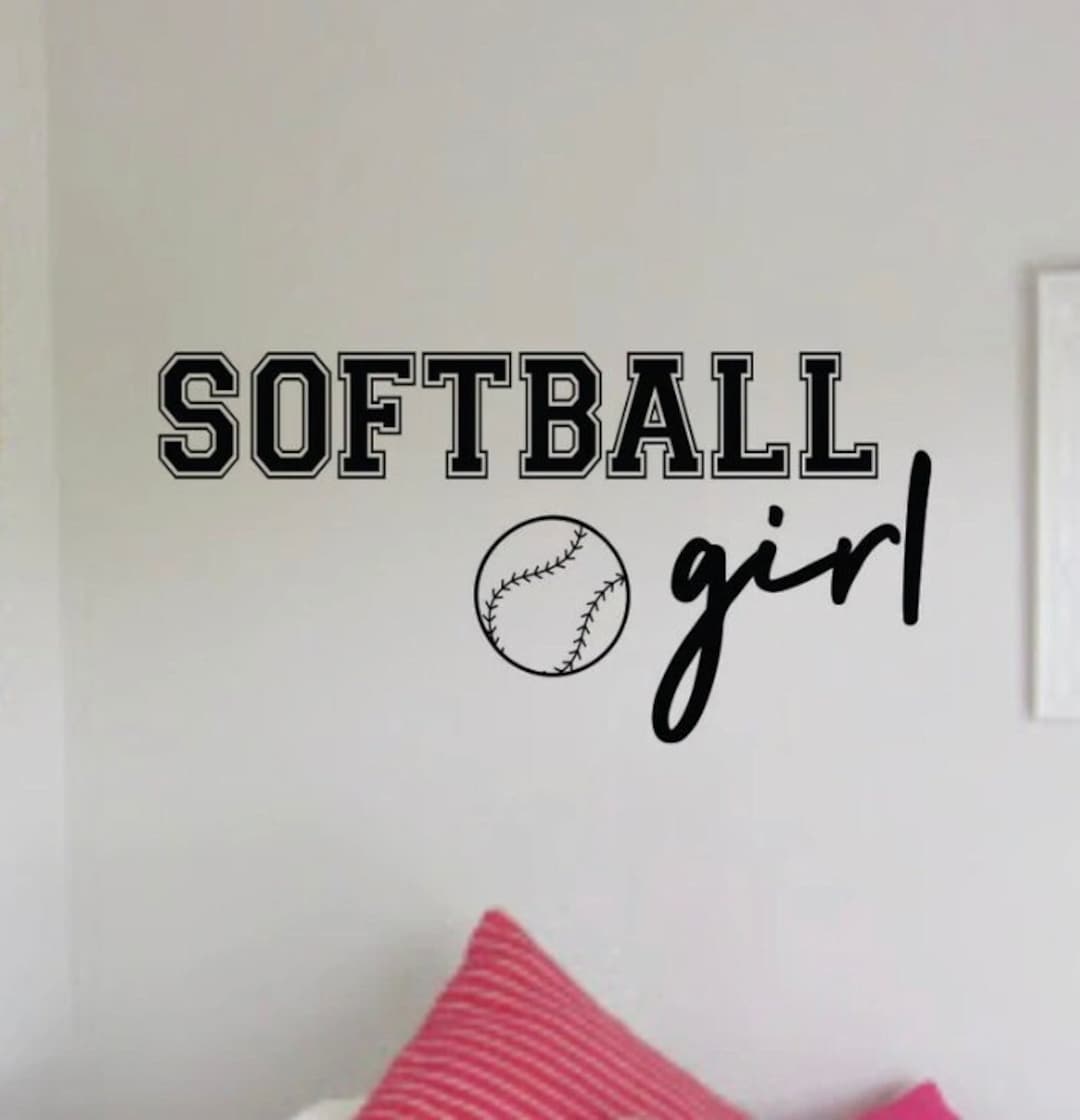 Softball Girl Wall Decal Art Sticker Vinyl Home Decor Girls Boys Teen ...