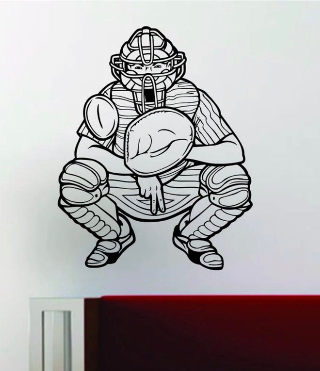 Baseball Catcher Wall Decal Art Sticker Vinyl Home Decor Girls Boys ...