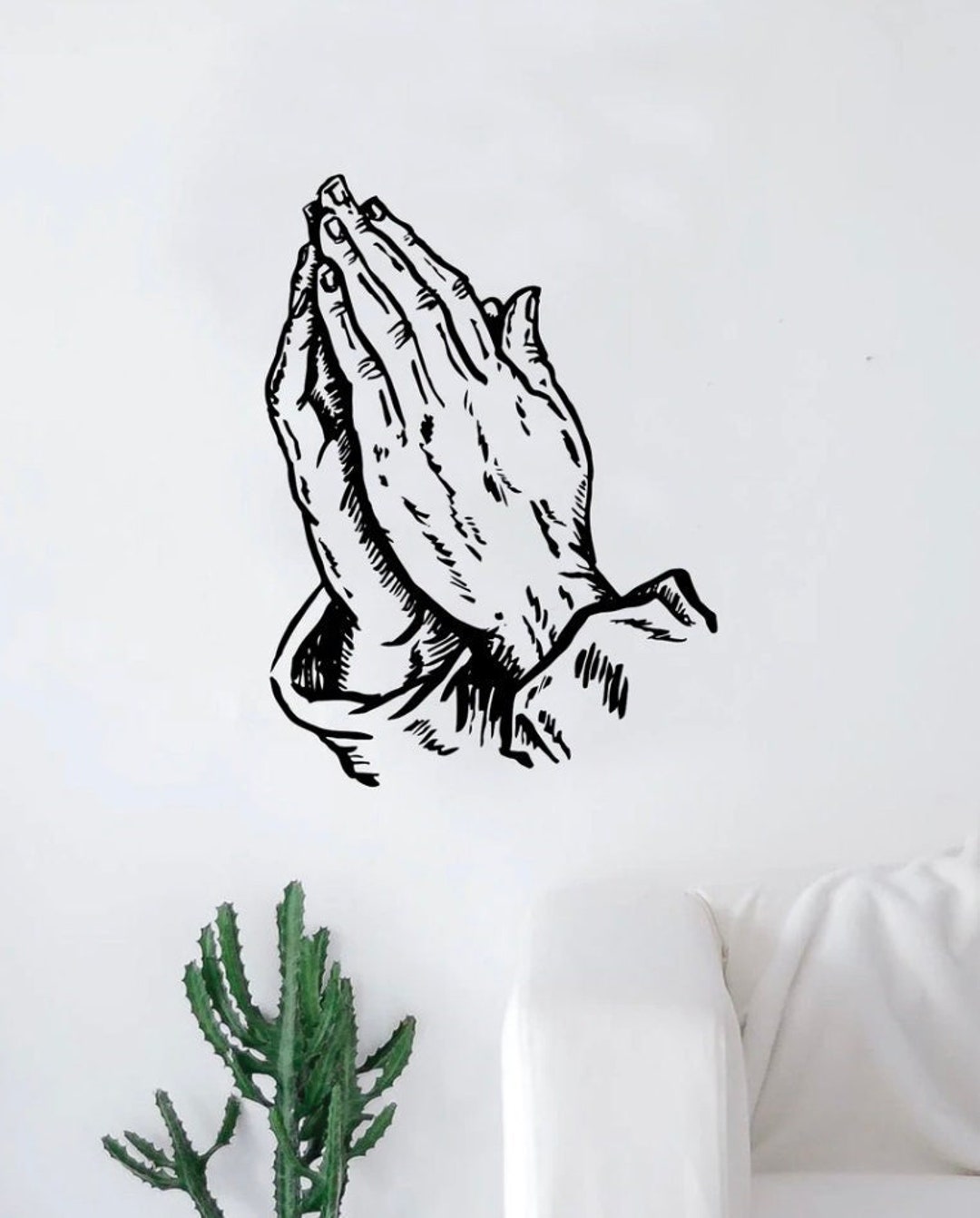 Praying Hands Quote Wall Decal Art Sticker Vinyl Home Decor Girls Boys ...