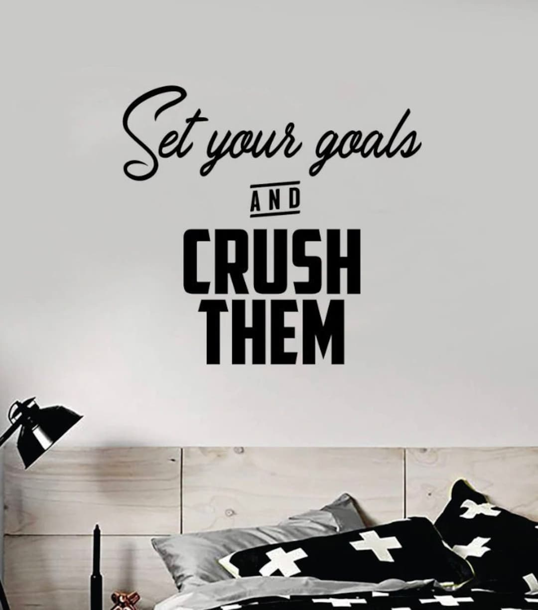 Set Your Goals Crush Them Gym Quote Wall Decal Art Sticker Vinyl Home ...
