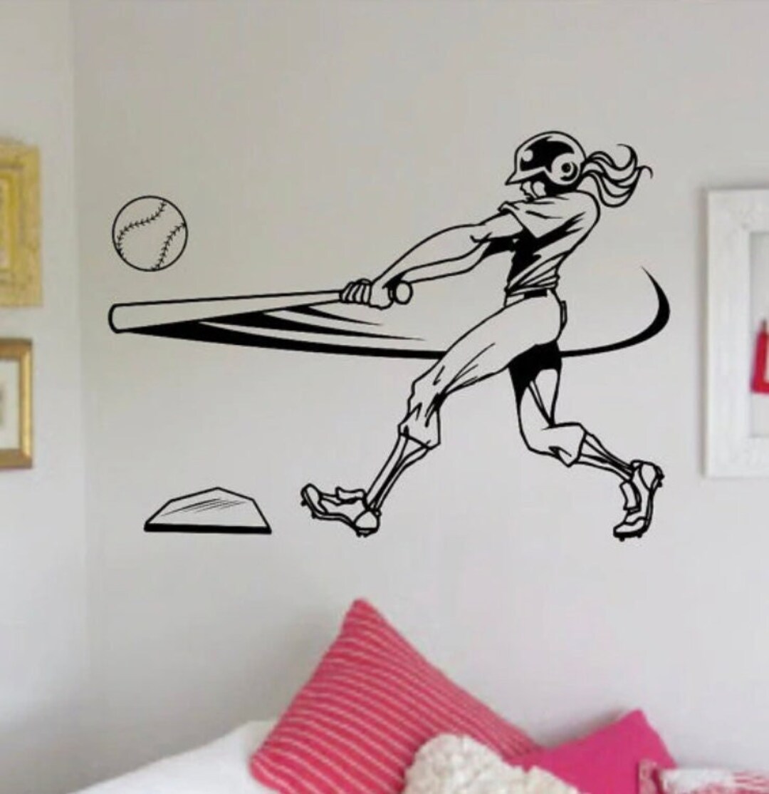 Softball Player V2 Wall Decal Art Sticker Vinyl Home Decor Girls Boys ...