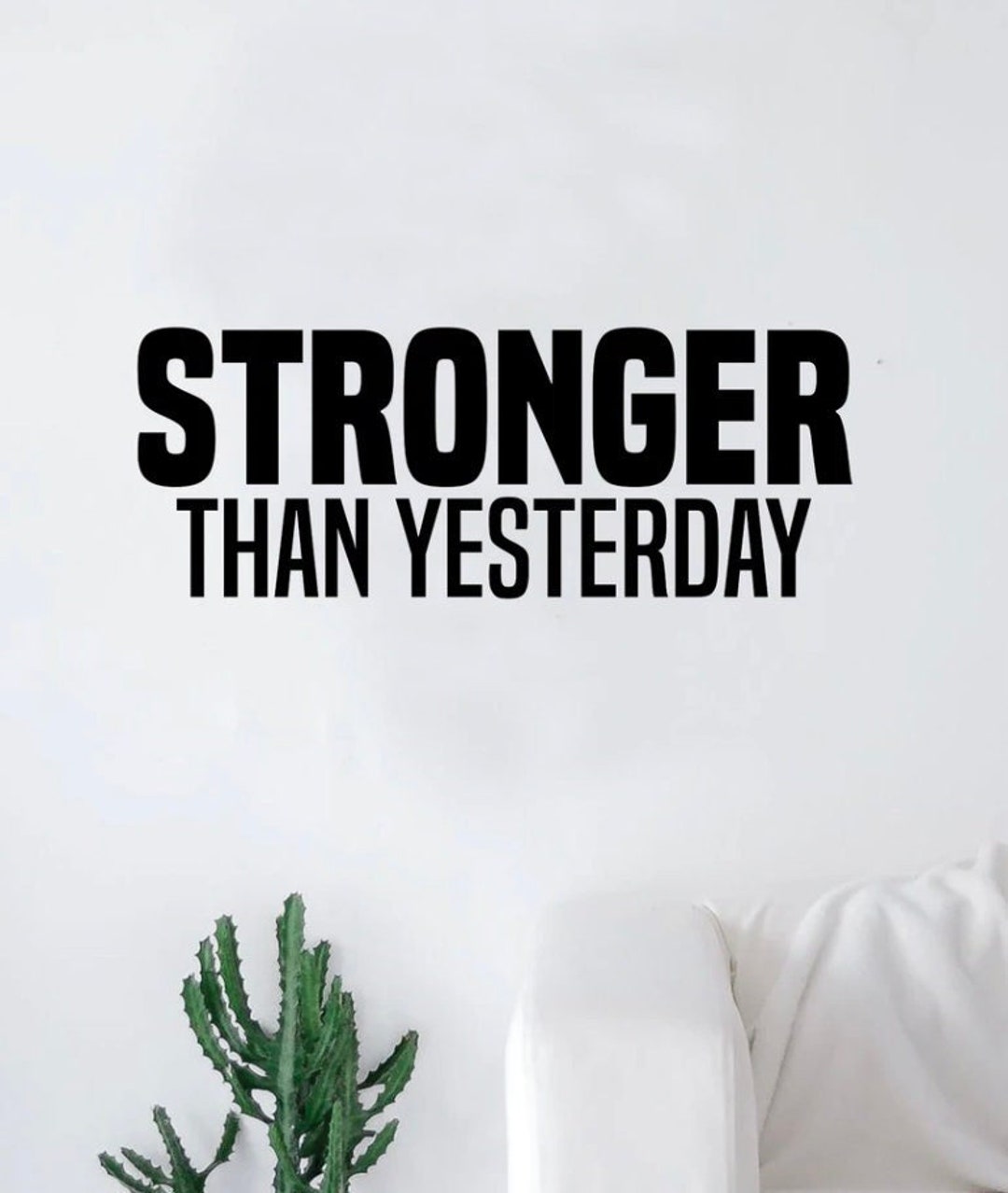 Stronger Than Yesterday Gym Quote Wall Decal Art Sticker Vinyl Home ...